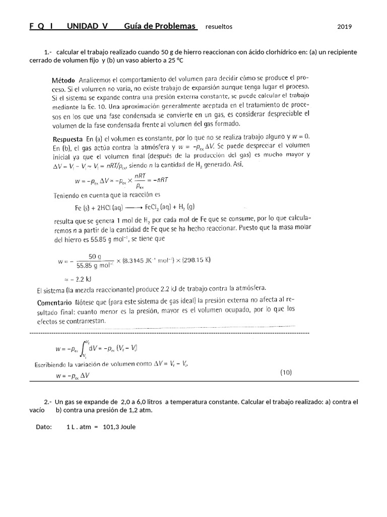 F Q I Unidad V - Probl Res. 2024 | PDF