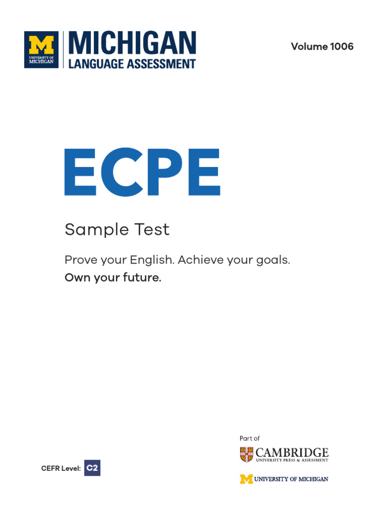 Ecpe Sample Test Vol 1006 Booklet | PDF
