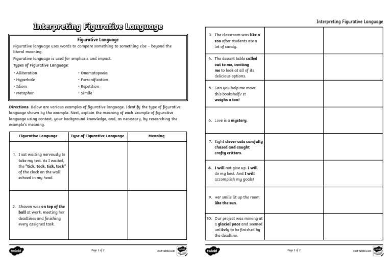 Interpreting Figurative Language | PDF | Interpretation (Philosophy ...