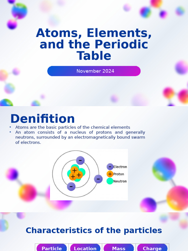 Atoms, Elements, and The Periodic Table | PDF | Ion | Chemical Compounds