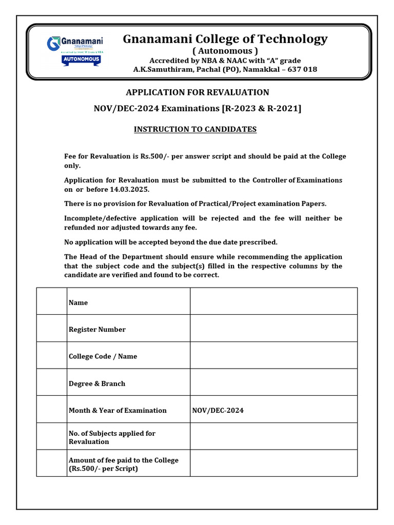 revaluation application | PDF