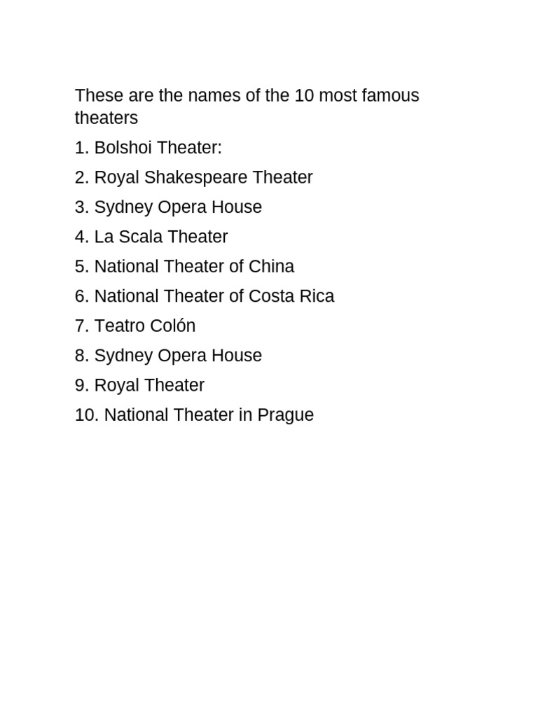 These Are the Names of the 10 Most Famous Theaters (2) | PDF