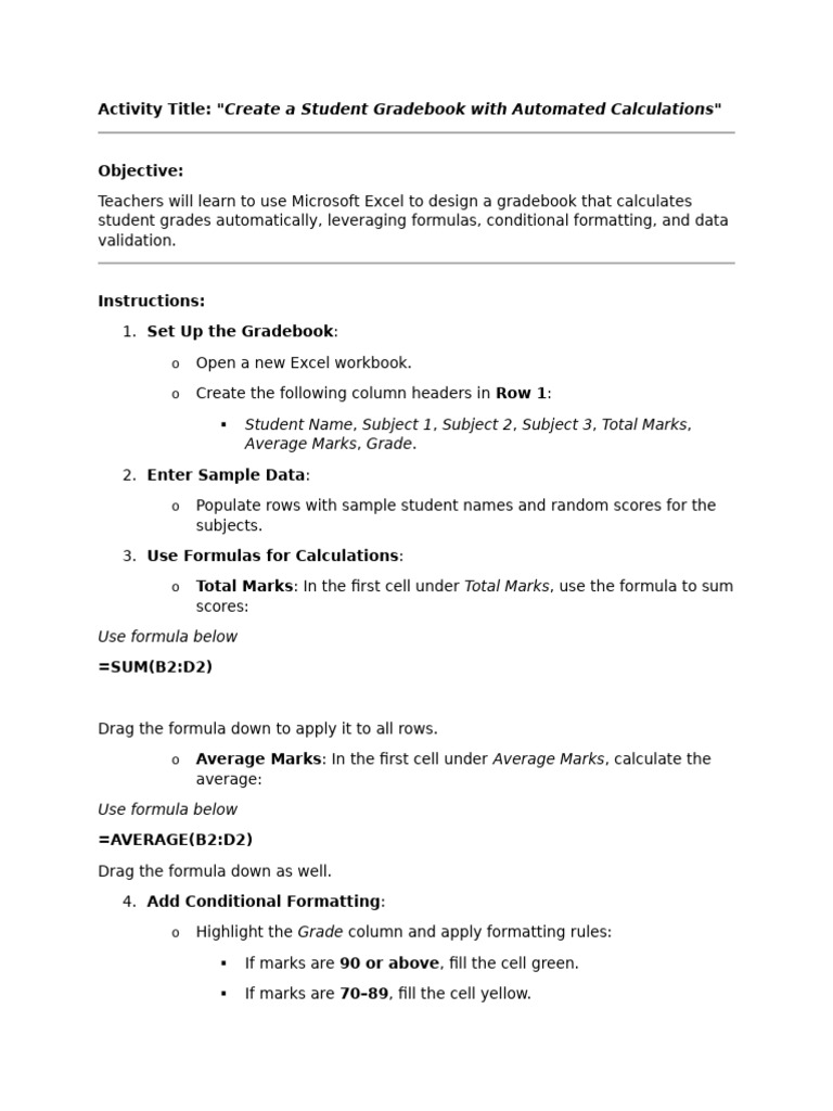 MS Excel Activity 1 | PDF | Microsoft Excel | Computing