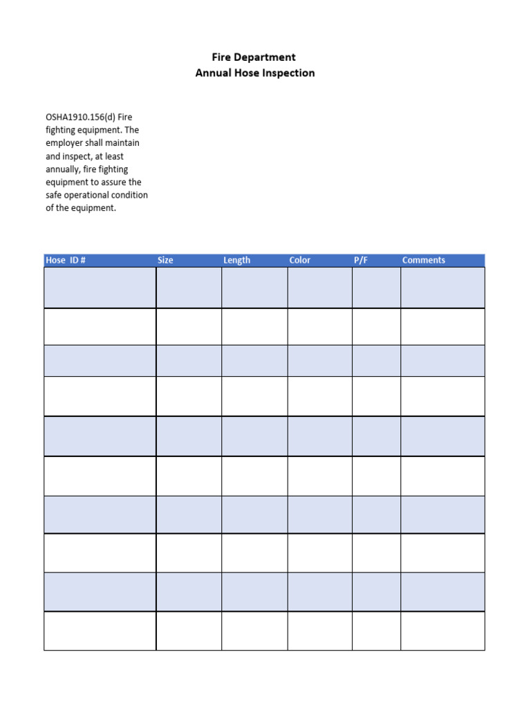 Sample Annual Hose Inspection | PDF