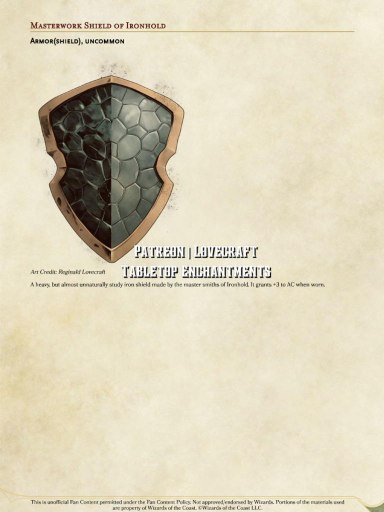 Masterwork Shield of Ironhold | PDF