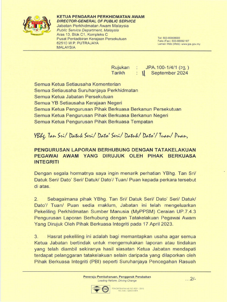 se11092024 - Laporan Tatakelakuan Integriti | PDF