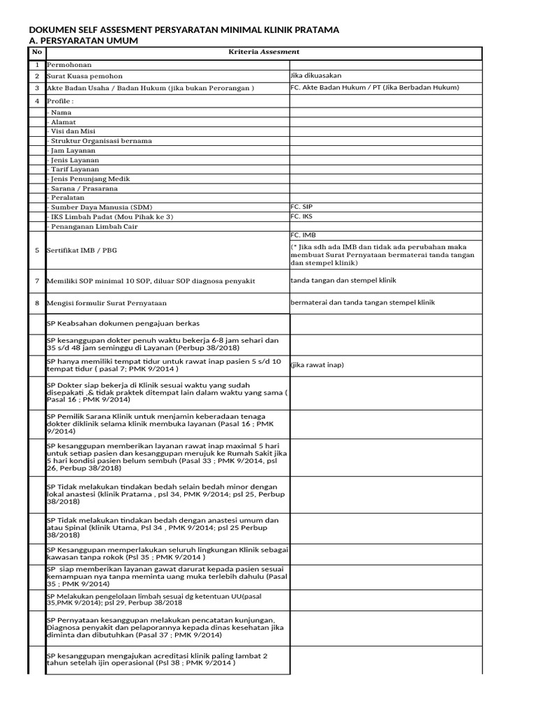 Self Assessment Klinik | PDF