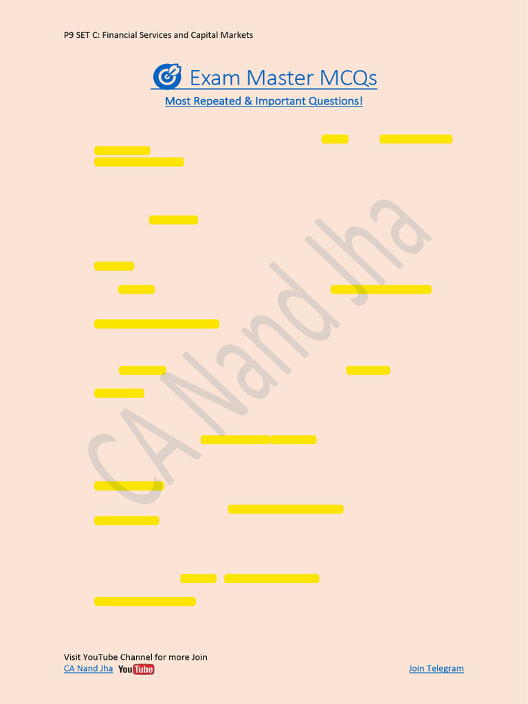 SET C P9 Master MCQs (Repeated) | PDF | Stocks | Option (Finance)
