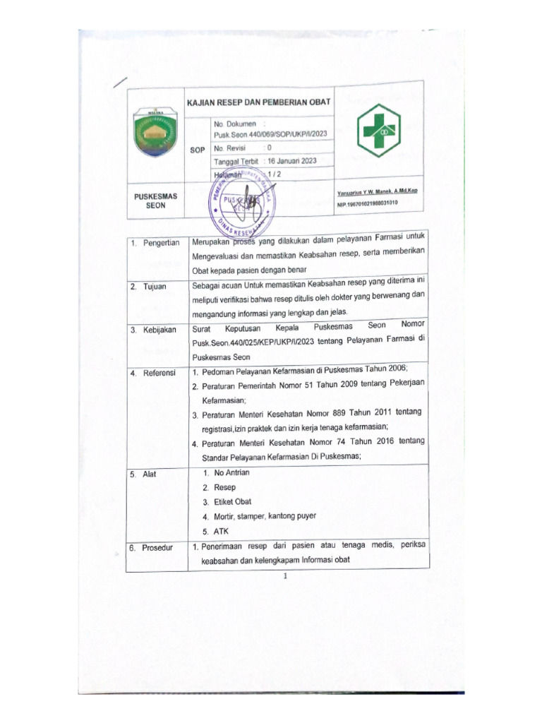 Sop Kajian Resep | PDF