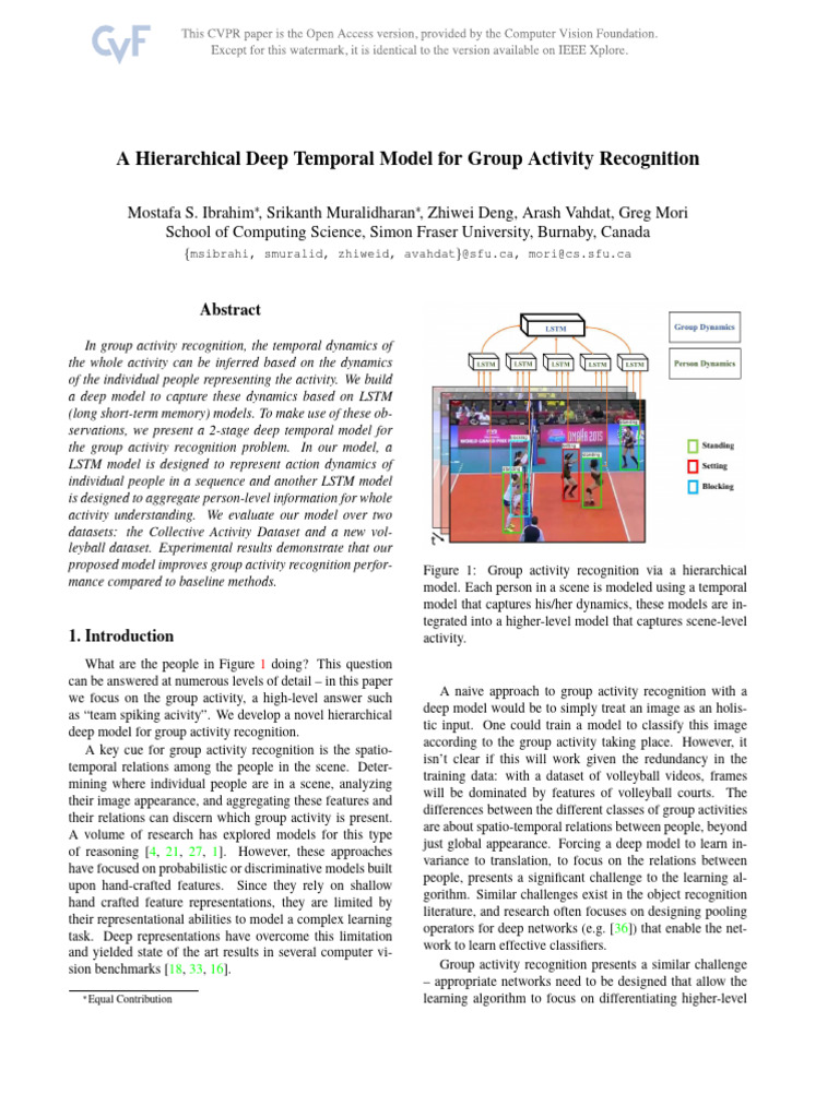 A Hierarchical Deep Temporal Model For Group Activity Recognition | PDF ...