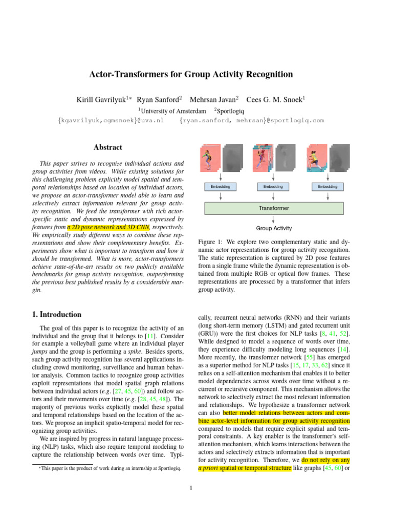 Actor-Transformers for Group Activity Recognition | PDF | Algorithms ...