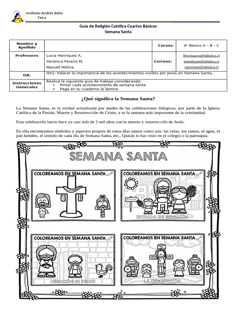 Guía de Semana Santa para Cuartos Básicos | PDF