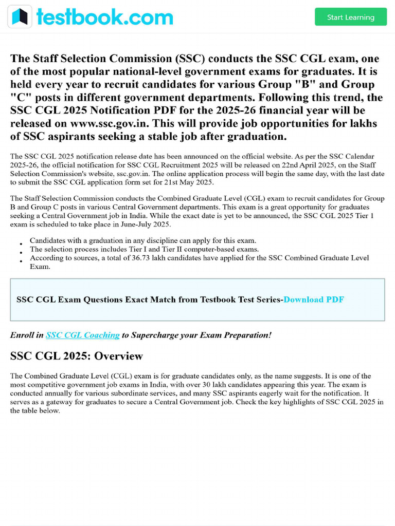 SSC CGL 2025exam Info | PDF