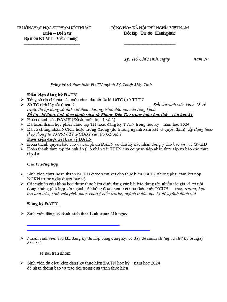 Thong Bao Datn - KMT Hk2.2024-2025 | PDF