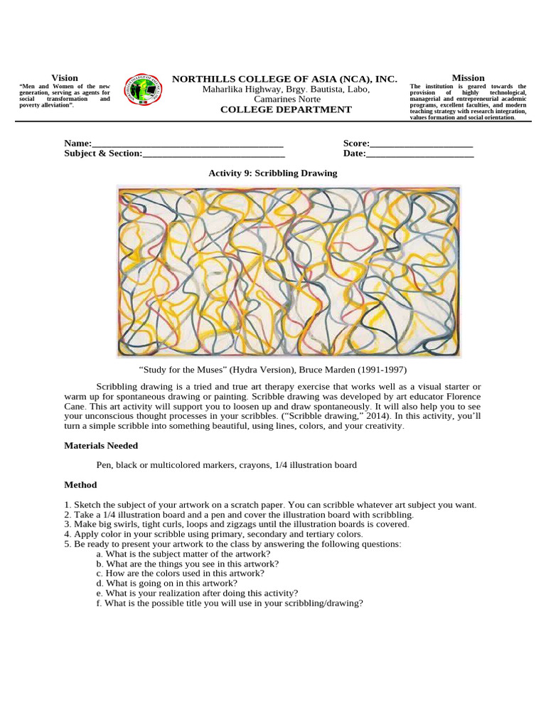 Scribbling Drawing Activity Guide | PDF | Cognition