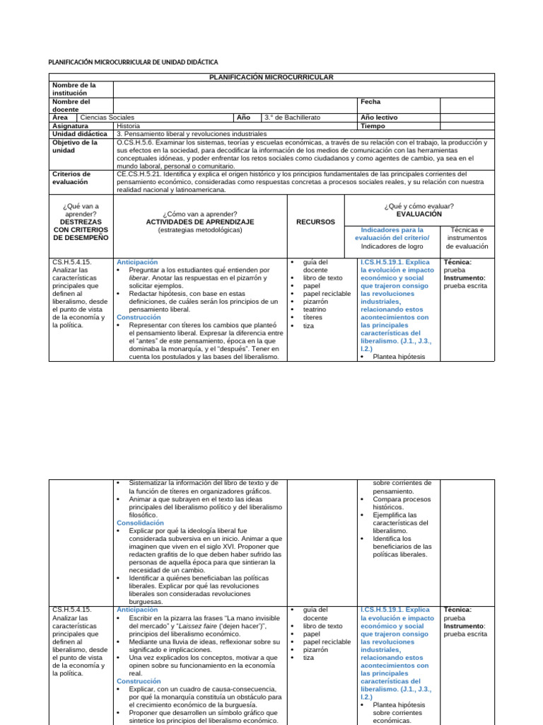 CULT_BACH_H3_U3_Plan | PDF | Evaluación | Aprendizaje
