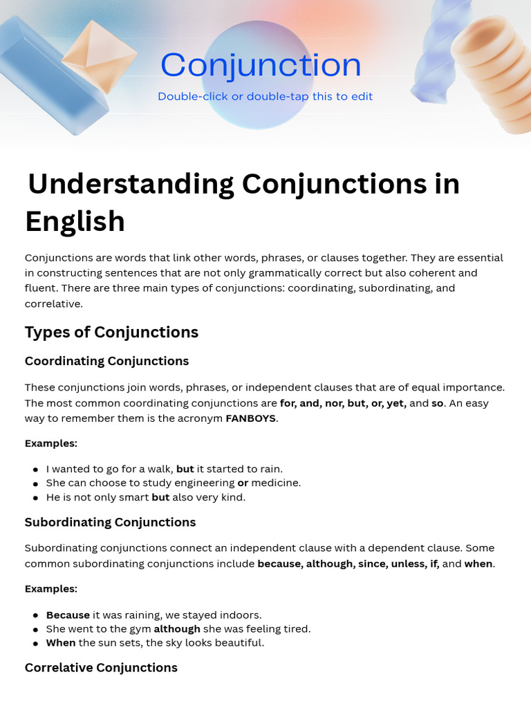 Understanding Conjunctions in English | PDF | Linguistics | Language Mechanics