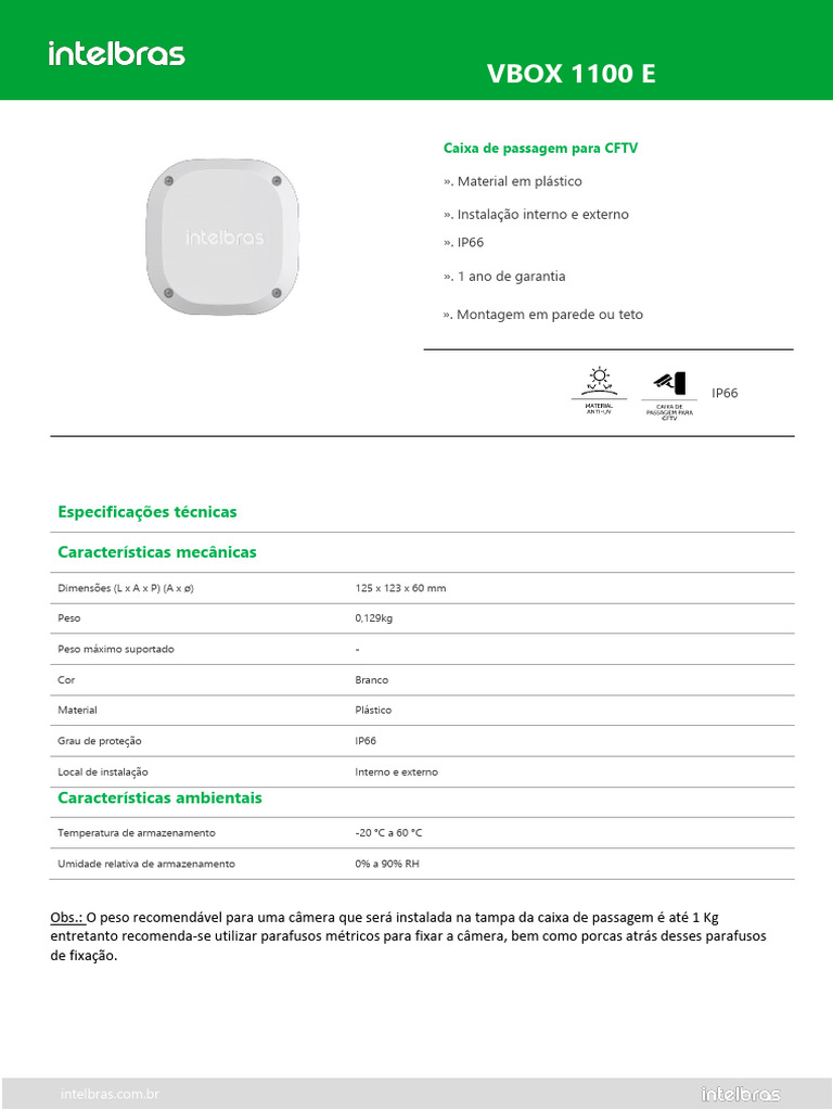 Ficha Técnica - VBOX 1100 E - 0 | PDF