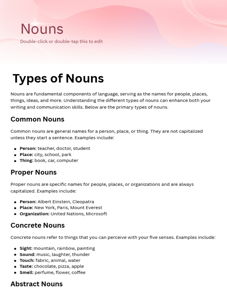 Types of Nouns Explained | PDF