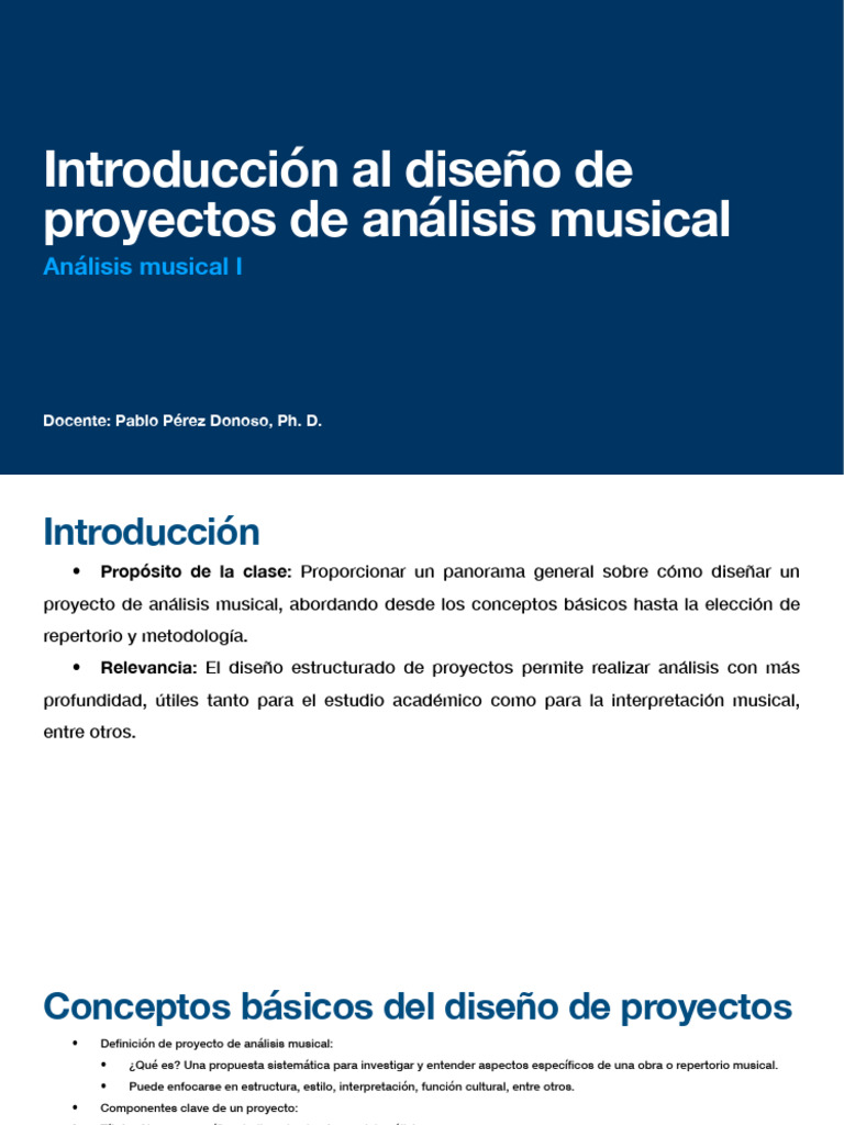 Diseño de Proyectos de Análisis Musical | PDF | Diseño
