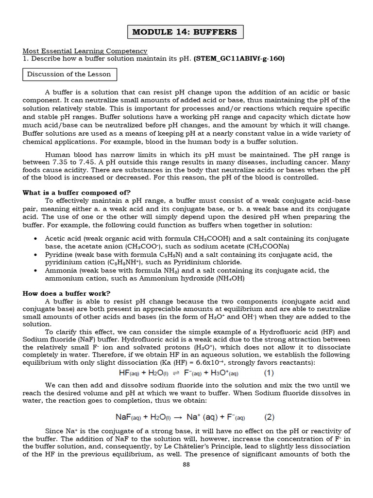 Genchem Module-14 | PDF | Buffer Solution | Acid