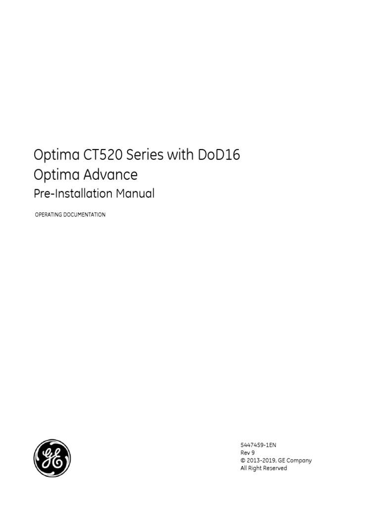 Optima CT520 Series With DoD16 Optima Advance Pre-Installation Manual ...