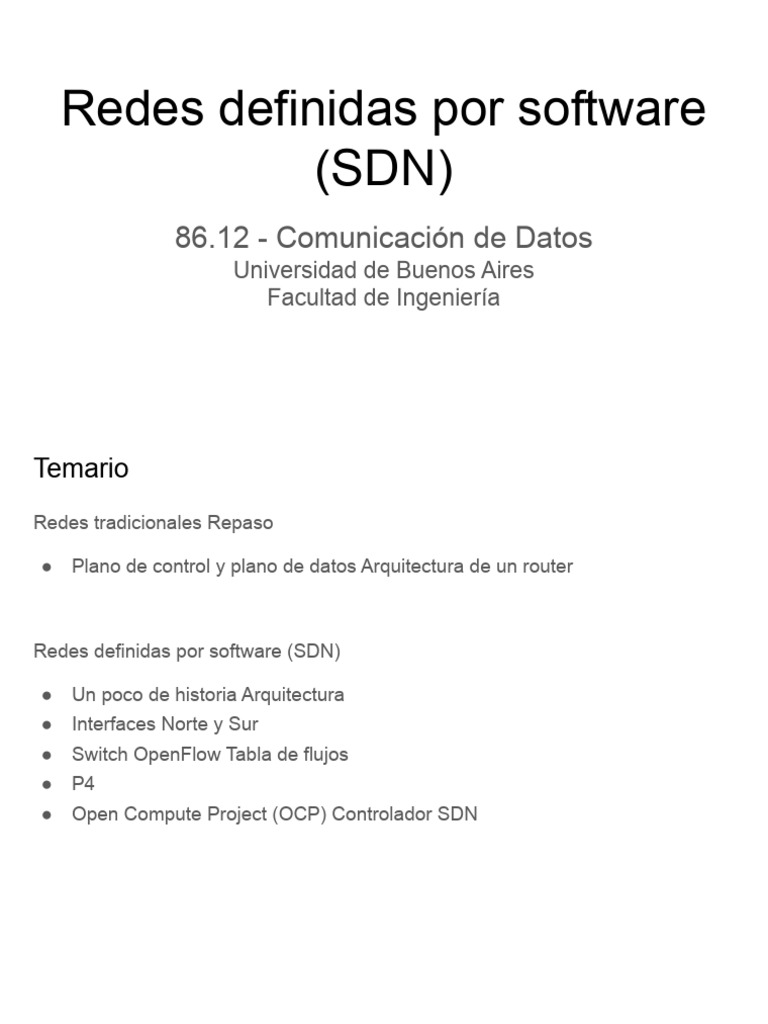 Redes Definidas Por Software (SDN) | PDF | Enrutador (Computación) | Protocolos de internet