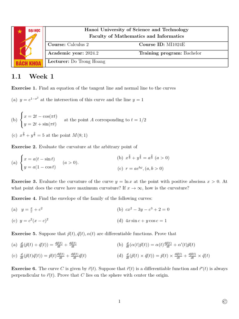 BT_GT2_MI1024E | PDF | Curvature | Tangent