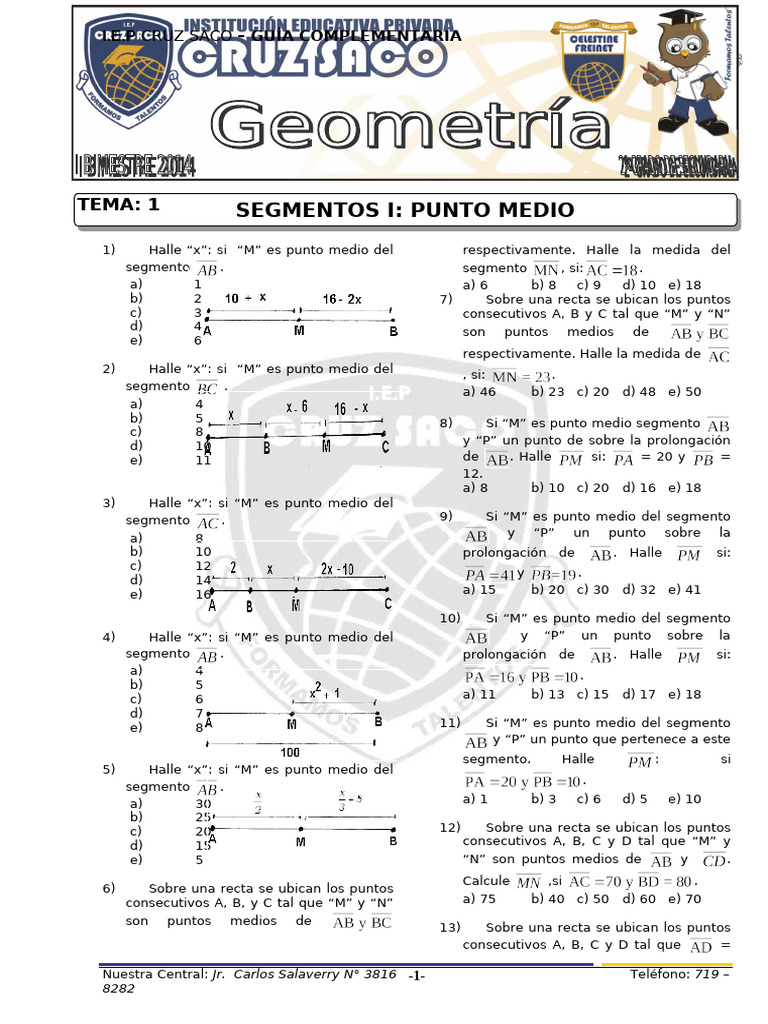 Geometria - 2do Año - I Bimestre - 2014 | PDF | Línea (geometría ...