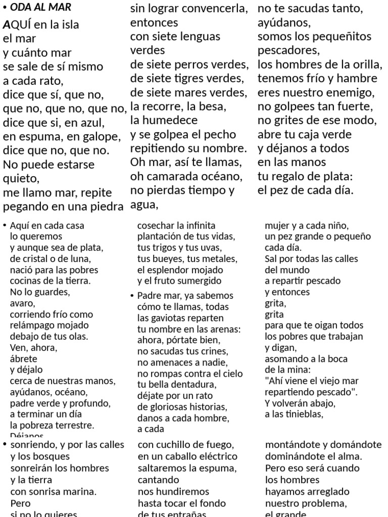 Oda al Mar - Pablo Neruda | PDF
