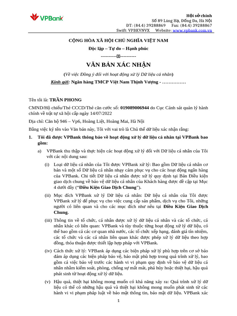 23103-2024112102115705. Mau Van Ban Xac Nhan Bao Ve Du Lieu CN Final-Clean-28102024 | PDF