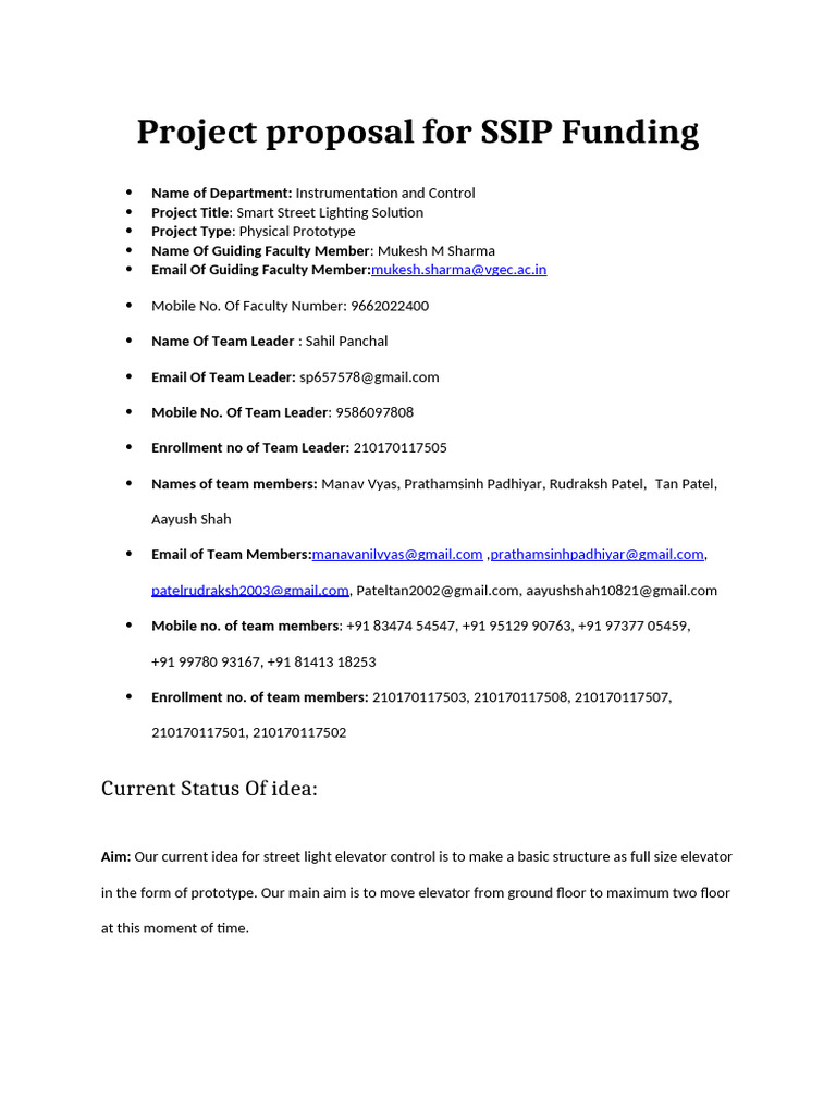 street light Project proposals | PDF | Electrical Engineering | Manufactured Goods