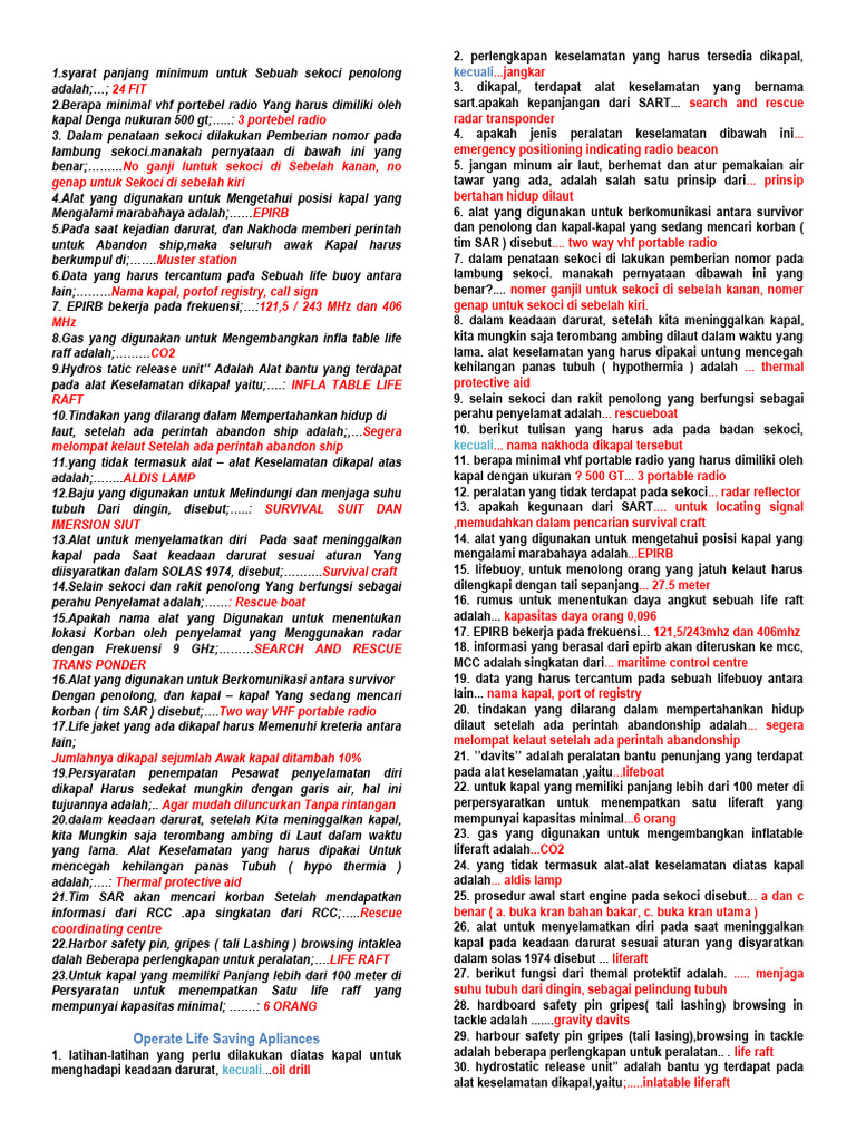 Ukp Operate Life Saving Appliances1 | PDF