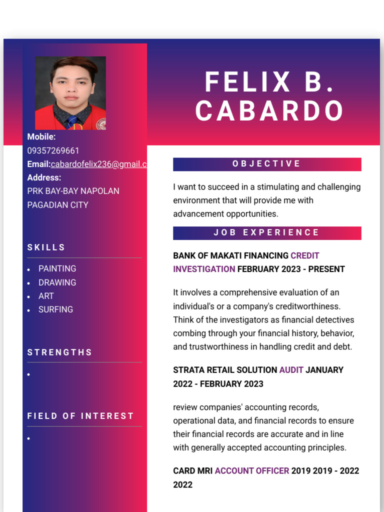 Felix B. Cabardo Resume | PDF