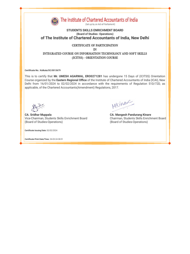 OT Certificate | PDF