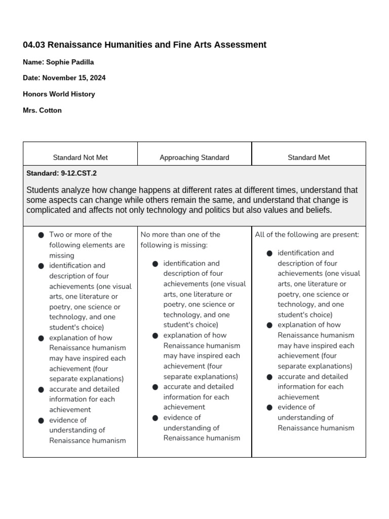04.03 Renaissance Humanities and Fine Arts | PDF | Humanism | Fine Art