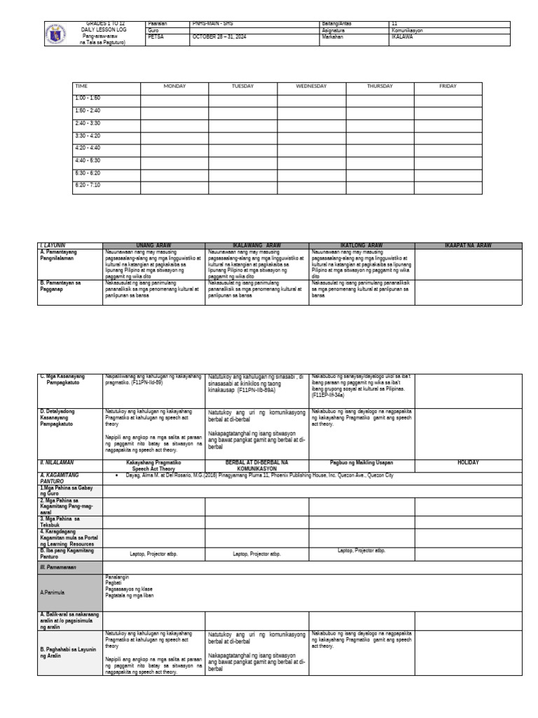 DLL Q2 Week5 Kakayahang-Pragmatiko Speech-Act Berbal-At-Di-Berbal | PDF