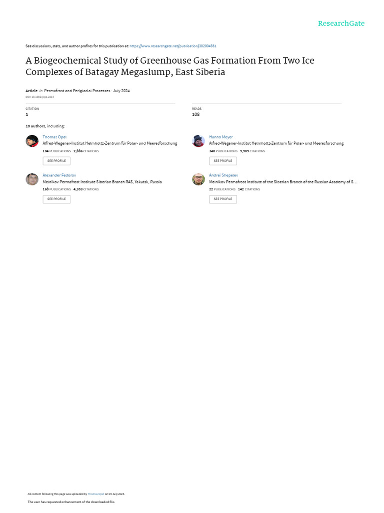 A Biogeochemical Study of Greenhouse Gas Formation From Two Ice ...