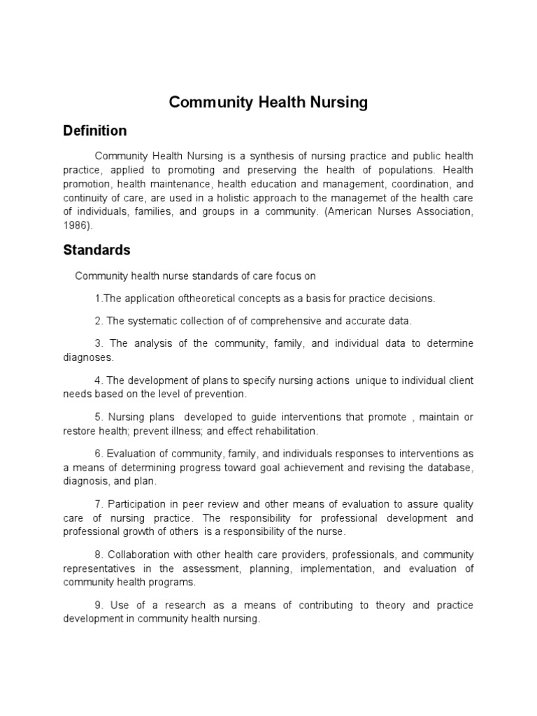 Community Health Nursing Overview | PDF | Health Care | Nursing