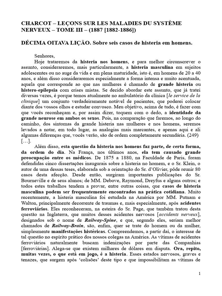 Extratos de Casos CL Nicos de Charcot | PDF | Histeria | Tempo