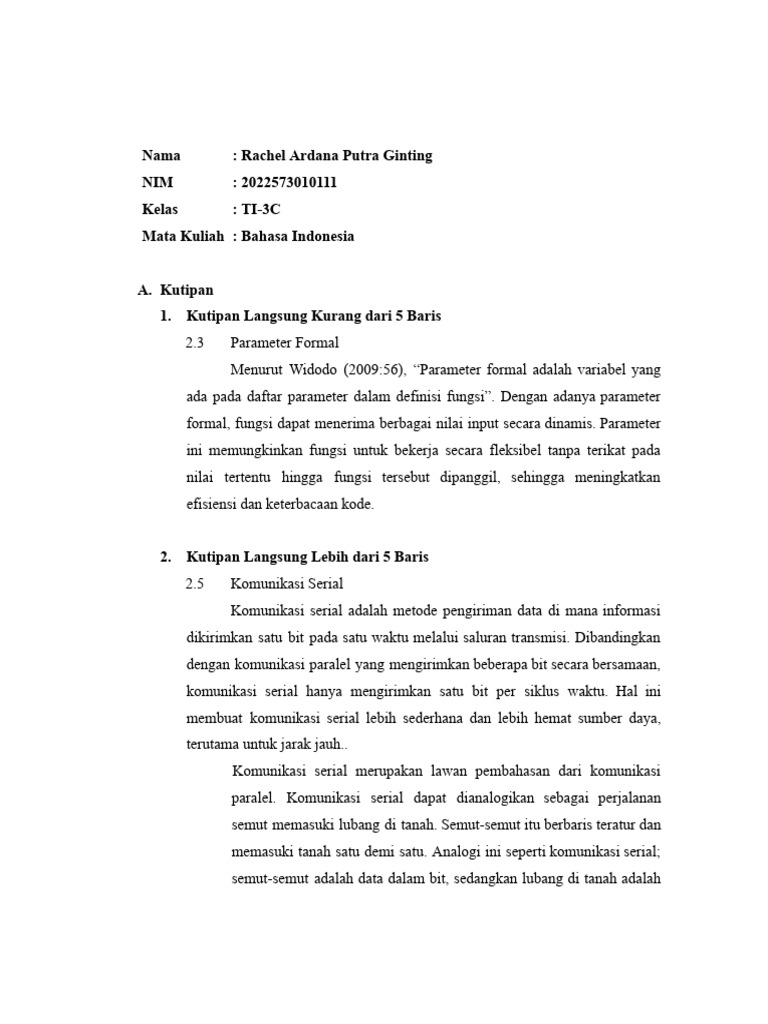 Rachel Ardana Putra Ginting - Tugas Kutipan Dan Dapus | PDF