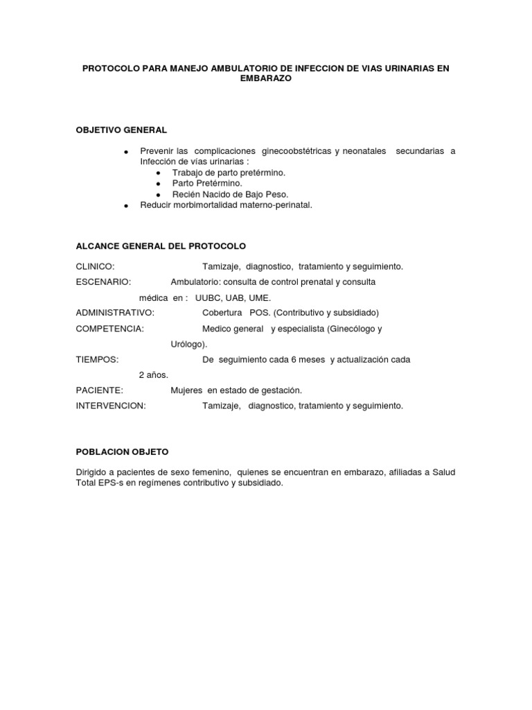Protocolo IVU en Embarazo: Prevención y Manejo | PDF | Infección del ...