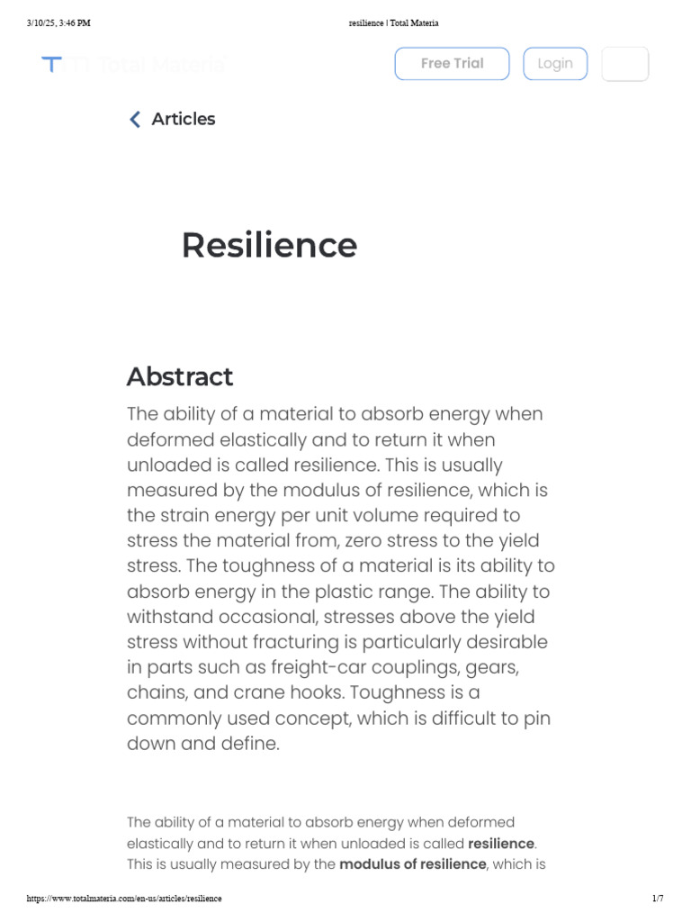 Resilience - Total Materia | PDF | Deformation (Engineering) | Young's ...