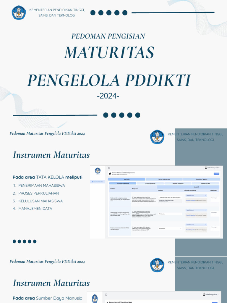 Pedoman Pengisian Maturitas Pengelola PDDIKTI 2024 | PDF