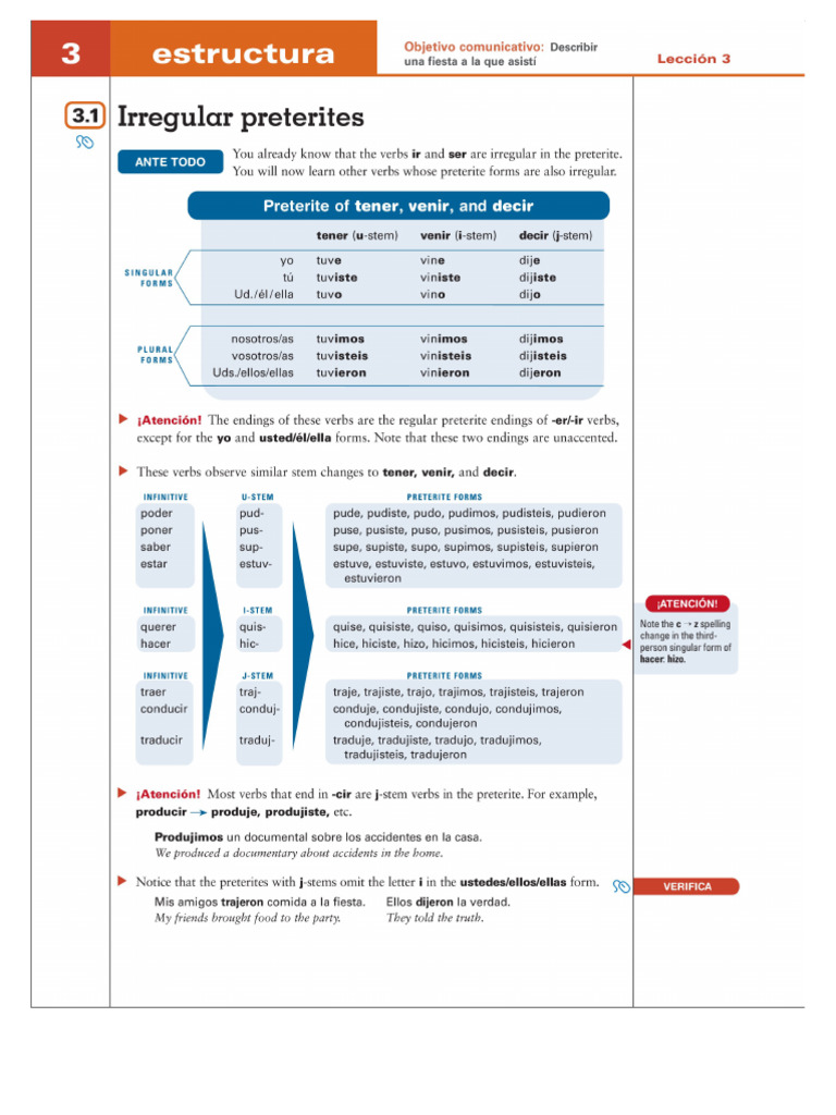 Preterito Irregular Senderos 2 Texto p.104-105 | PDF