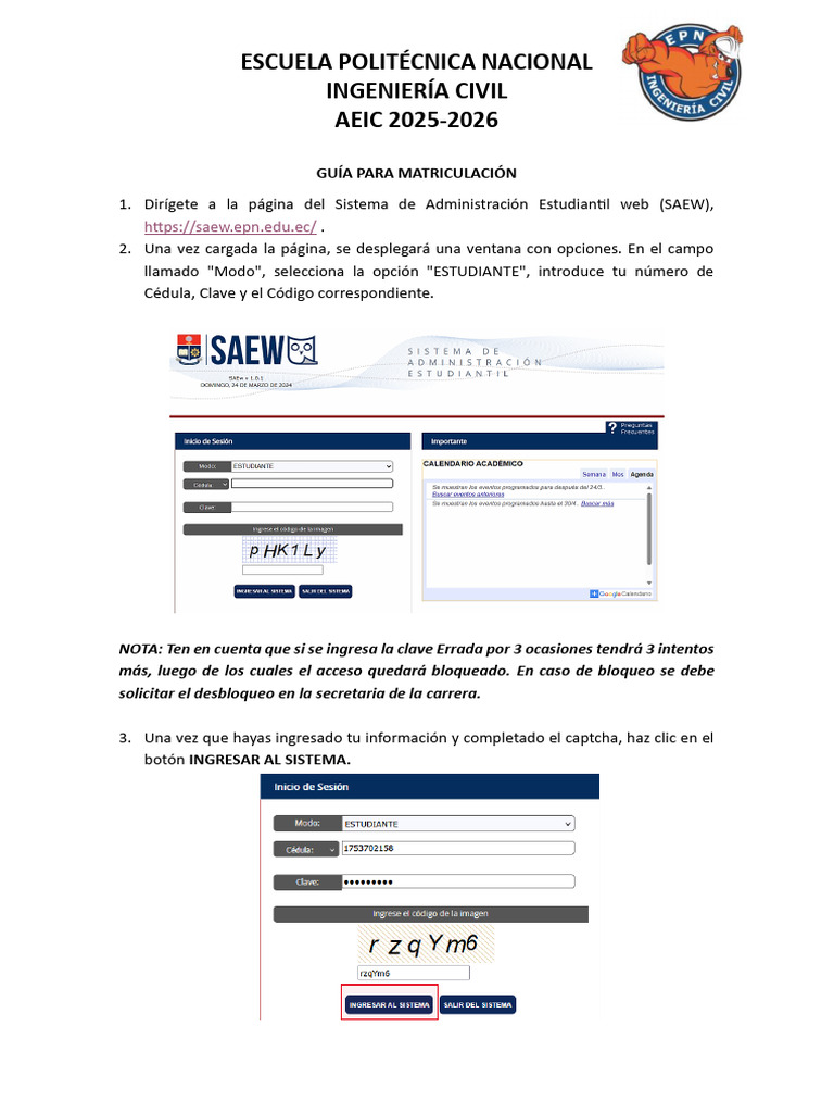 Guía para Matriculación Aeic 2025-A | PDF