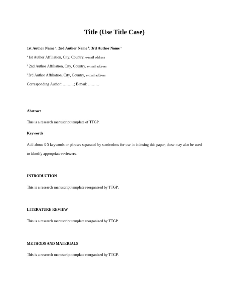 Elsevier Research Manuscript Template | PDF