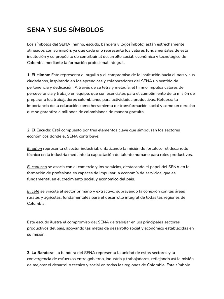 Sena y Sus Símbolos | PDF | Colombia | Economias