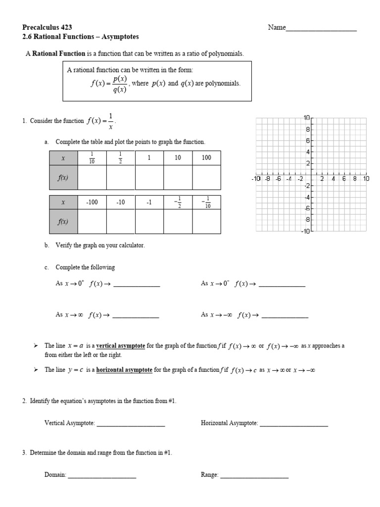 Day+1+-+Intro+to+Rational+Functions+Blank | PDF | Asymptote | Function (Mathematics)