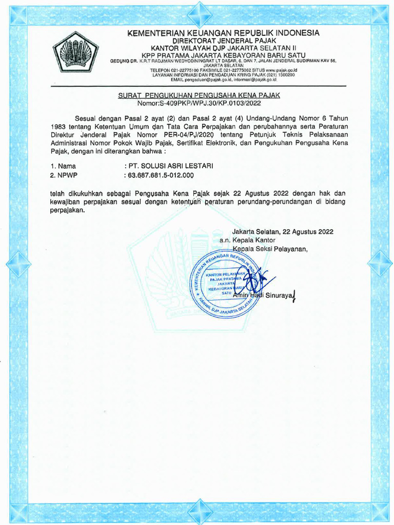 8. SURAT PKP SAL | PDF